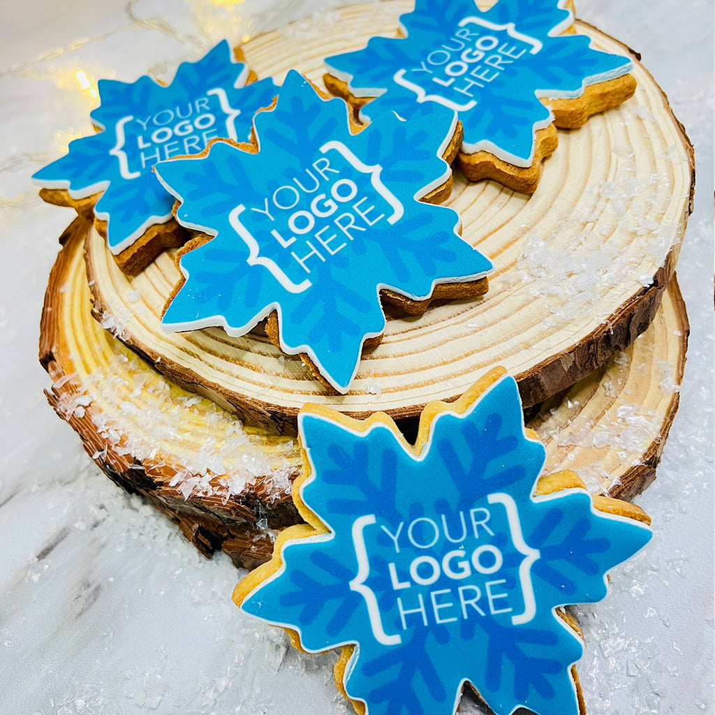 Christmas Snowflake Logo Biscuits | UK Delivery‎ – Print Cakes