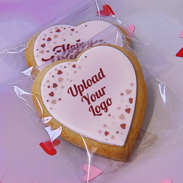 Valentine’s Heart Logo Biscuits | Branded Biscuit Gifts UK – Print Cakes