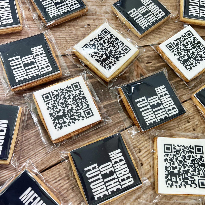 Hand Made Square Logo Biscuits – Print Cakes